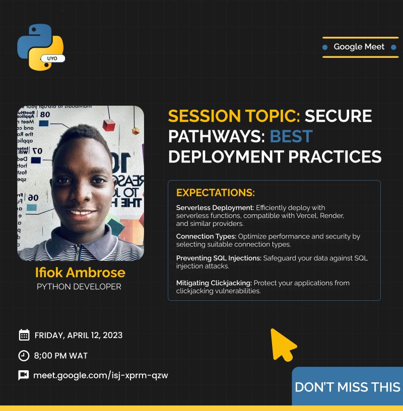 Python Uyo on LinkedIn: #websecurity #deploymentstrategies #pythonuyo # ... Python Uyo on LinkedIn: #websecurity #deploymentstrategies #pythonuyo # ...