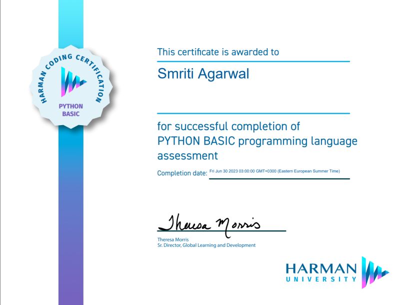 Smriti Agarwal on LinkedIn: #pythonprogramming #codingchallenge #harman ... Smriti Agarwal on LinkedIn: #pythonprogramming #codingchallenge #harman ...
