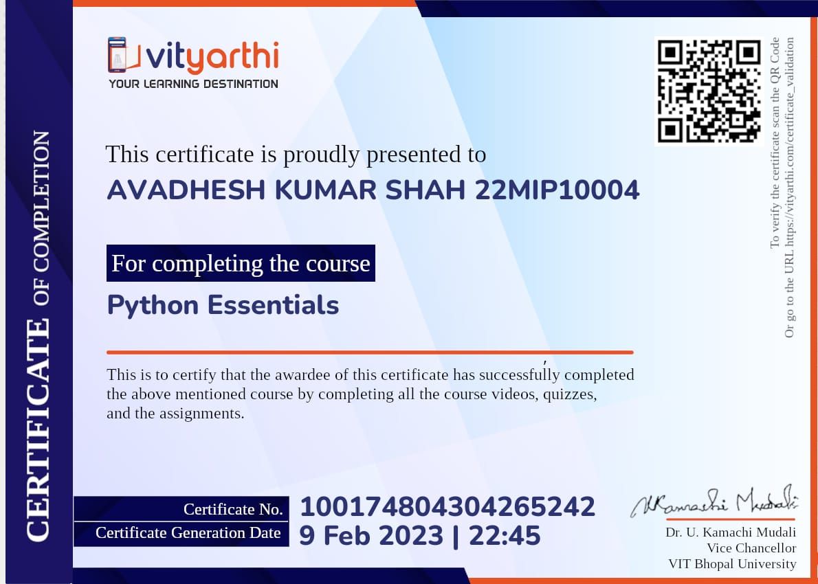 Avadhesh Kumar Shah on LinkedIn: #pythonprogramming #vitbhopal #python ... Avadhesh Kumar Shah on LinkedIn: #pythonprogramming #vitbhopal #python ...