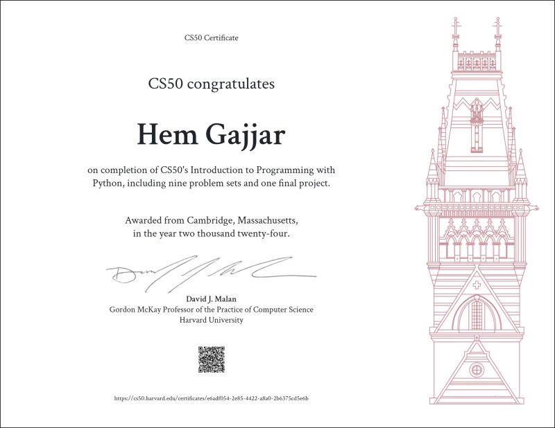 Hem Gajjar on LinkedIn: #cs50 #python #programming Hem Gajjar on LinkedIn: #cs50 #python #programming