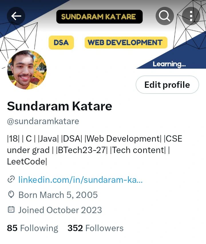 Sundaram Katare on LinkedIn: #x #letsconnect #dsa #webdevelopment # ... Sundaram Katare on LinkedIn: #x #letsconnect #dsa #webdevelopment # ...