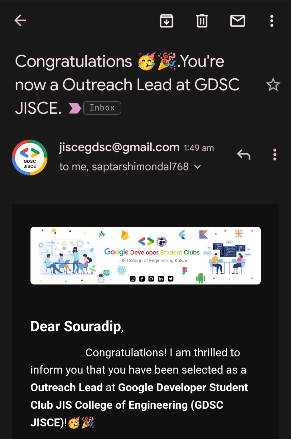 Souradip Pal on LinkedIn: #gdsclead #gdsc | 10 comments Souradip Pal on LinkedIn: #gdsclead #gdsc | 10 comments