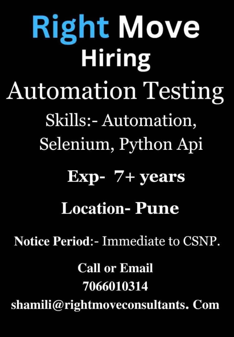 Shamili P on LinkedIn: #automation #selenium #python #api #hiring # ... Shamili P on LinkedIn: #automation #selenium #python #api #hiring # ...