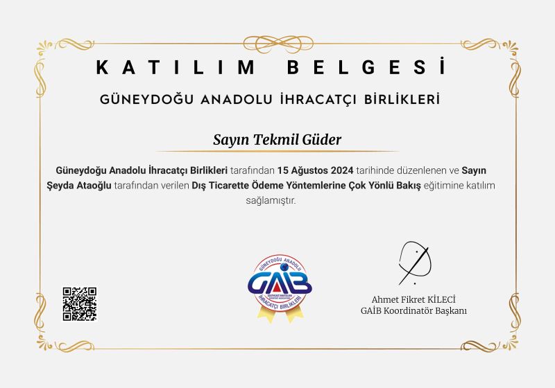 Tekmil Güder on LinkedIn: Şeyda A. GAİB GÜNEYDOĞU ANADOLU İHRACATÇI ... Tekmil Güder on LinkedIn: Şeyda A. GAİB GÜNEYDOĞU ANADOLU İHRACATÇI ...