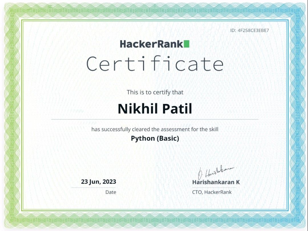 Nikhil Patil on LinkedIn: #developer #python #data #hackerrank Nikhil Patil on LinkedIn: #developer #python #data #hackerrank