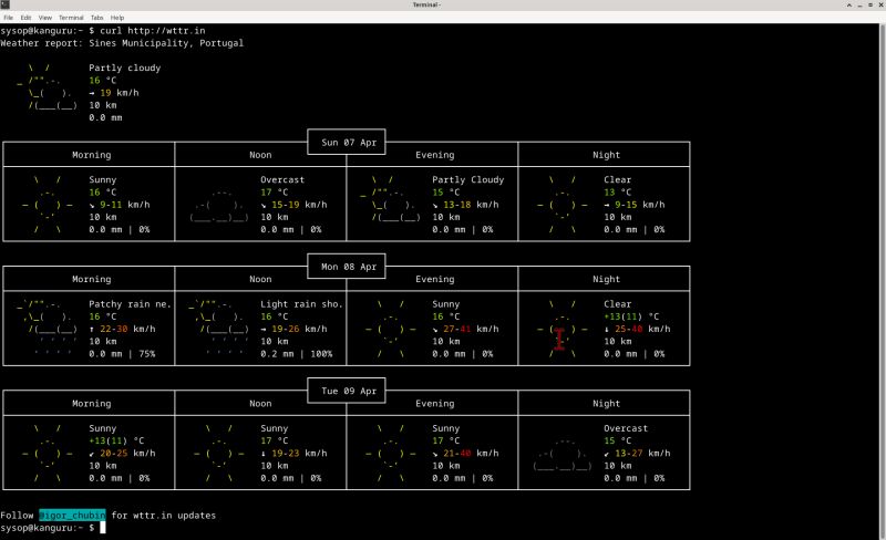 Nuno Duarte on LinkedIn: weather status via unix cmdline using curl ... Nuno Duarte on LinkedIn: weather status via unix cmdline using curl ...