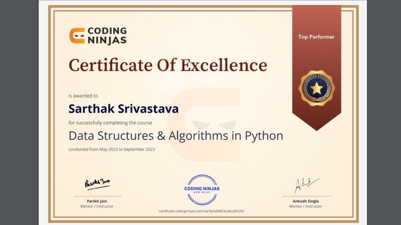 Sarthak Srivastava on LinkedIn: Just completed a course of Data ... Sarthak Srivastava on LinkedIn: Just completed a course of Data ...