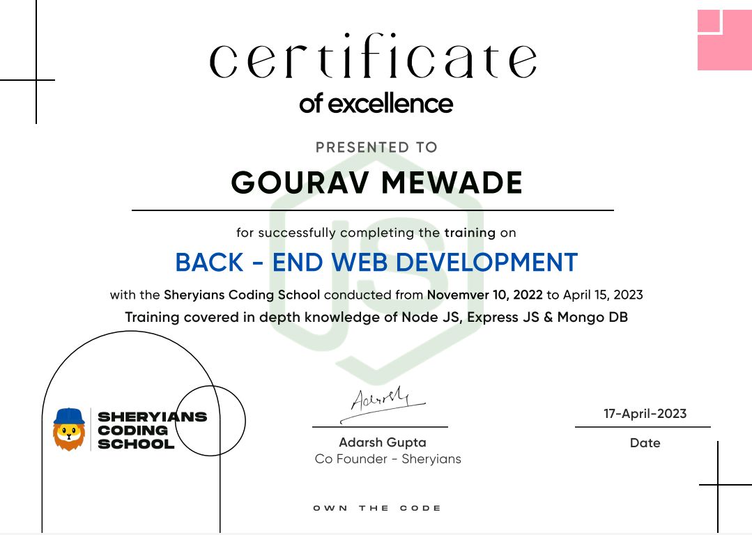 Gourav Mewada on LinkedIn: #backendwebdevelopmentcertificate # ... Gourav Mewada on LinkedIn: #backendwebdevelopmentcertificate # ...
