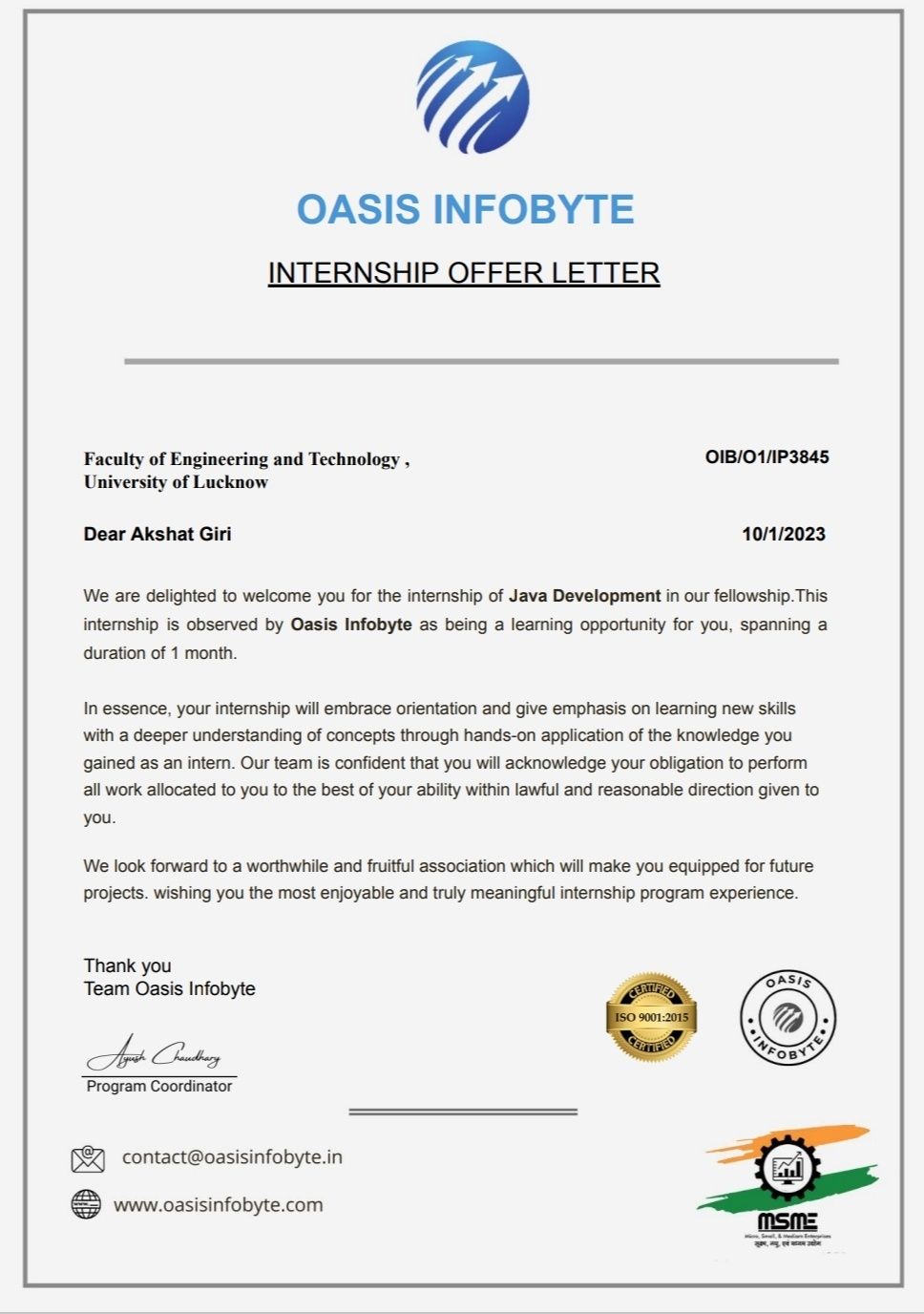 Akshat Giri on LinkedIn: #internship #oasisinfobyte #newbeginning # ... Akshat Giri on LinkedIn: #internship #oasisinfobyte #newbeginning # ...