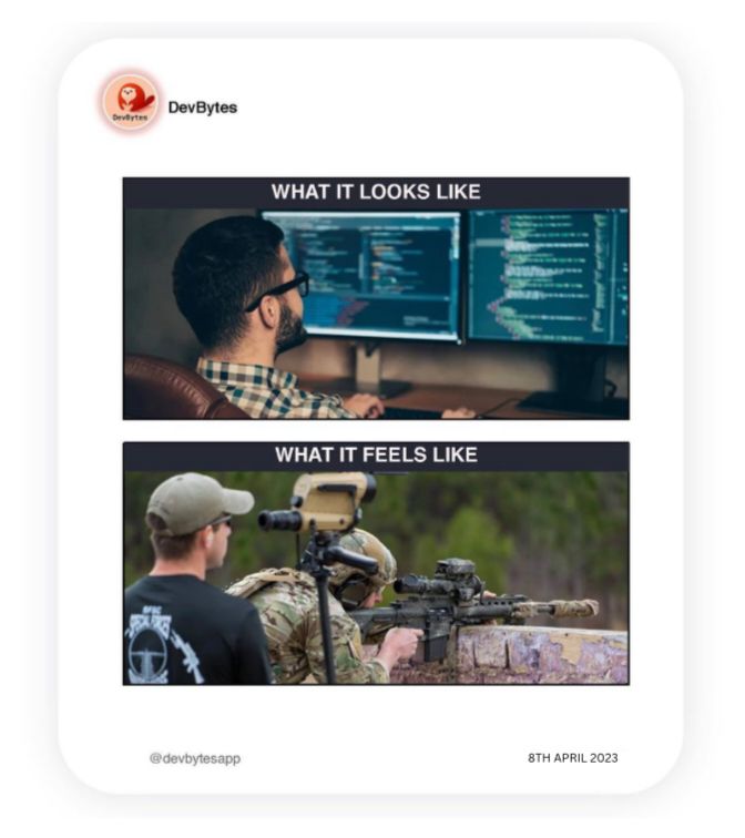 DevBytes on LinkedIn: #programmerlife #debugging #codingstruggles # ... DevBytes on LinkedIn: #programmerlife #debugging #codingstruggles # ...
