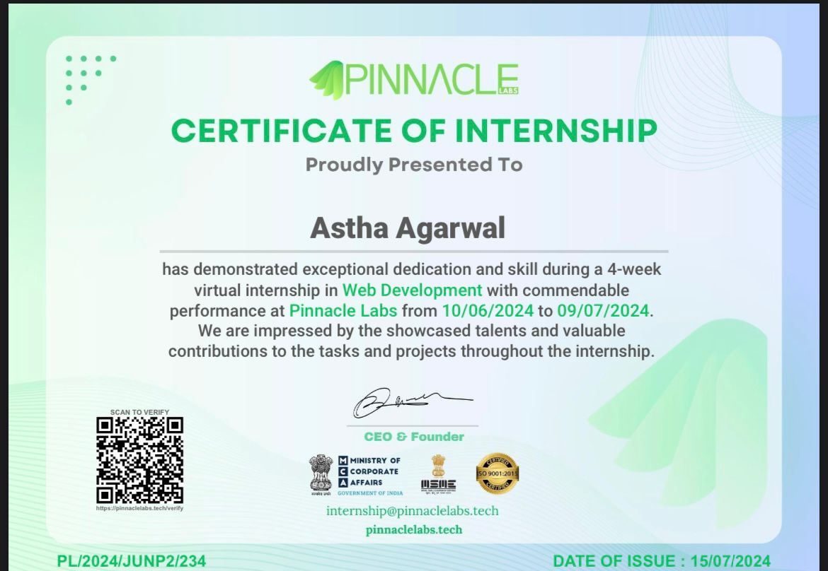 Astha Agarwal on LinkedIn: #webdev #internship #achievement Astha Agarwal on LinkedIn: #webdev #internship #achievement