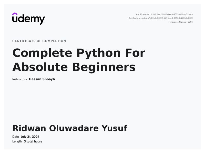Yusuf Ridwan on LinkedIn: #python #programming #learningjourney # ... Yusuf Ridwan on LinkedIn: #python #programming #learningjourney # ...