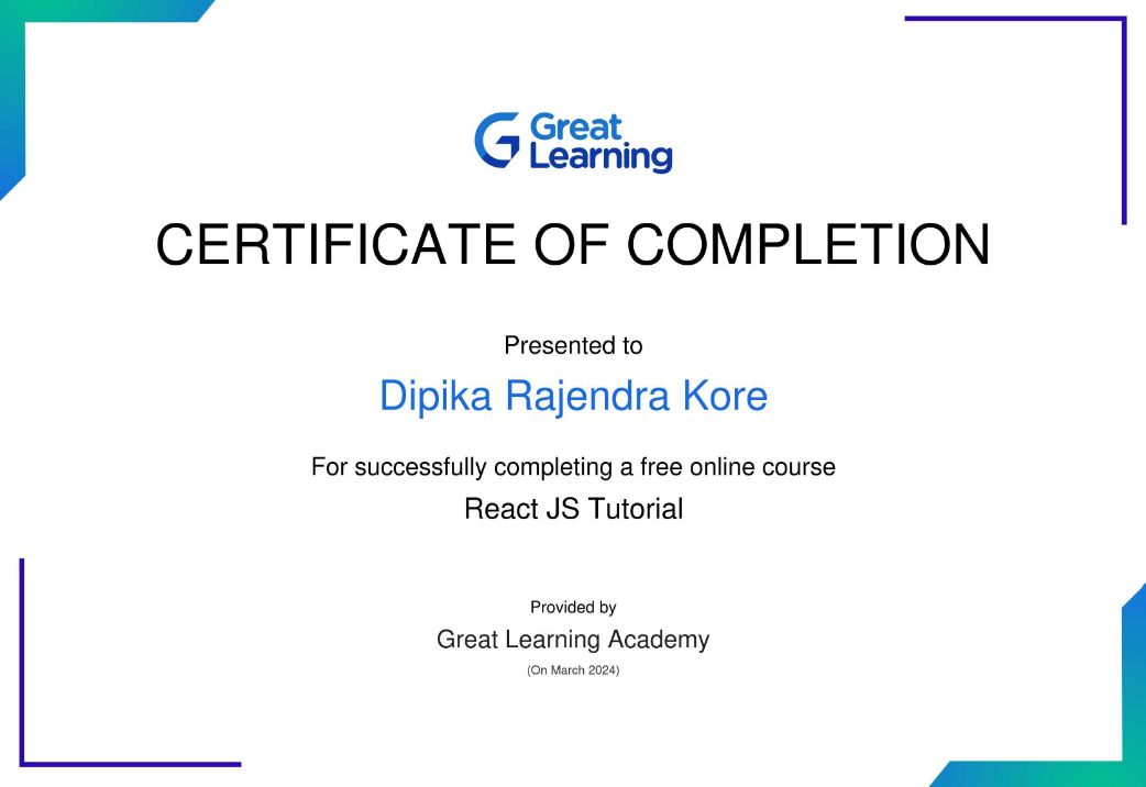 Dipika Kore on LinkedIn: React Js A ReactJs course covers the ... Dipika Kore on LinkedIn: React Js A ReactJs course covers the ...