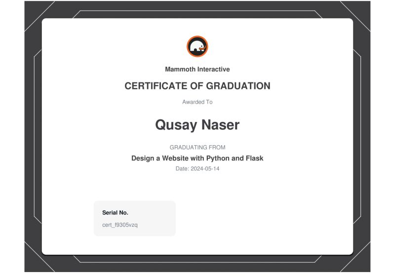 Qusay Naser on LinkedIn: #python #flask #webdevelopment #continuouslearning Qusay Naser on LinkedIn: #python #flask #webdevelopment #continuouslearning