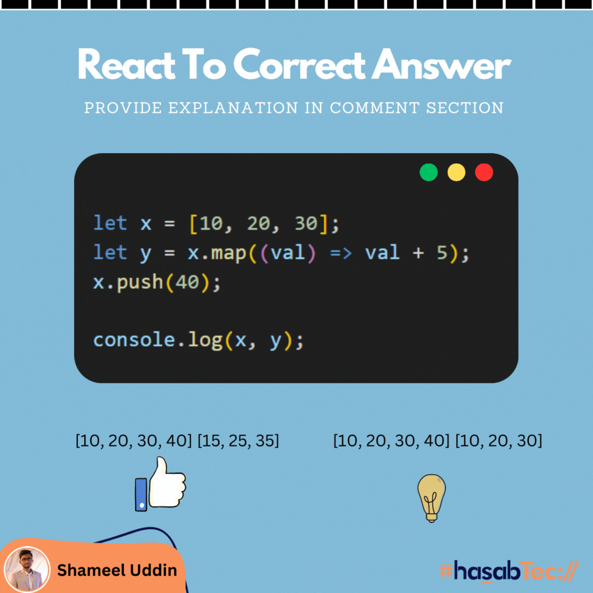 Shameel Uddin 🇵🇸 on LinkedIn: #shameeluddin #hasabtech #javascript #js ... Shameel Uddin 🇵🇸 on LinkedIn: #shameeluddin #hasabtech #javascript #js ...