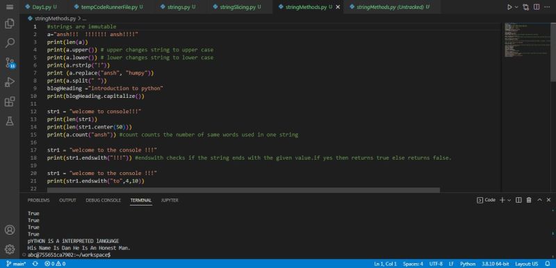 Ansh Sharma on LinkedIn: #pythonprogramming #stringmethods # ... Ansh Sharma on LinkedIn: #pythonprogramming #stringmethods # ...