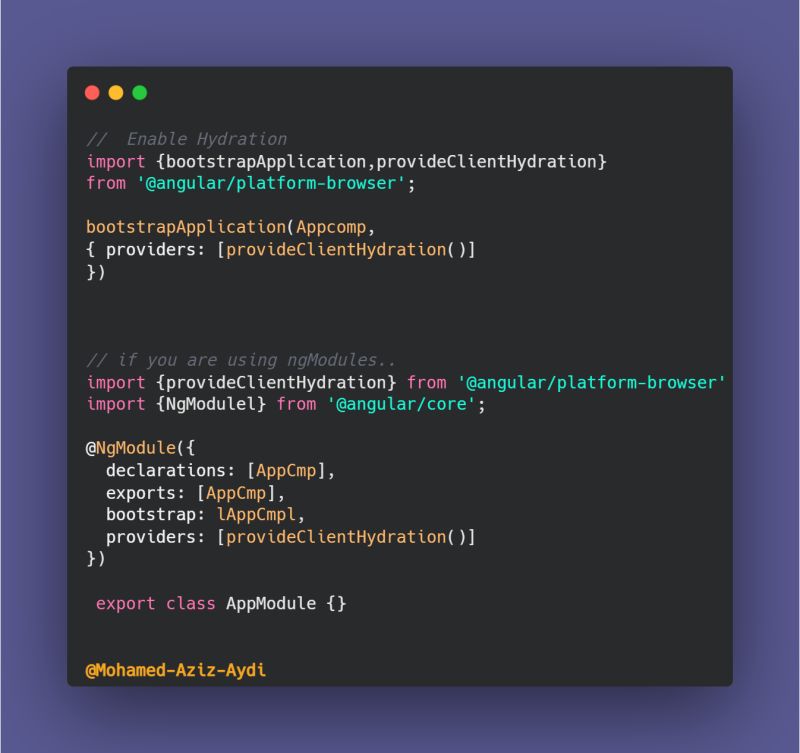 Mohamed Aziz Aydi on LinkedIn: #angular16 #hydration #angular # ... Mohamed Aziz Aydi on LinkedIn: #angular16 #hydration #angular # ...