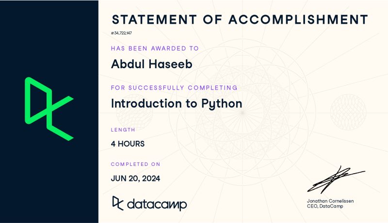Abdul Haseeb K on LinkedIn: #python #datascience #coding #datacamp # ... Abdul Haseeb K on LinkedIn: #python #datascience #coding #datacamp # ...