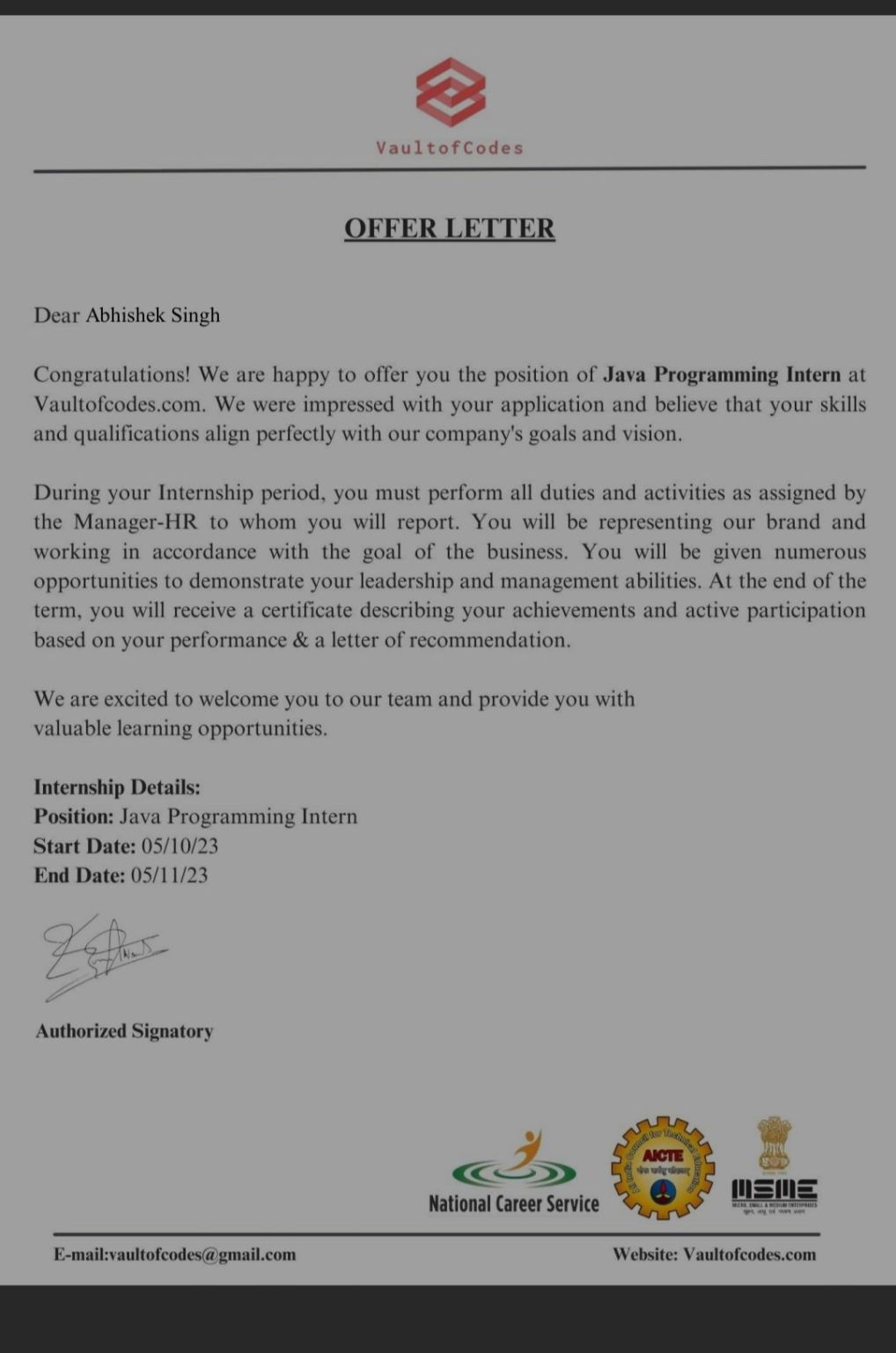 Abhishek singh on LinkedIn: #internship Abhishek singh on LinkedIn: #internship