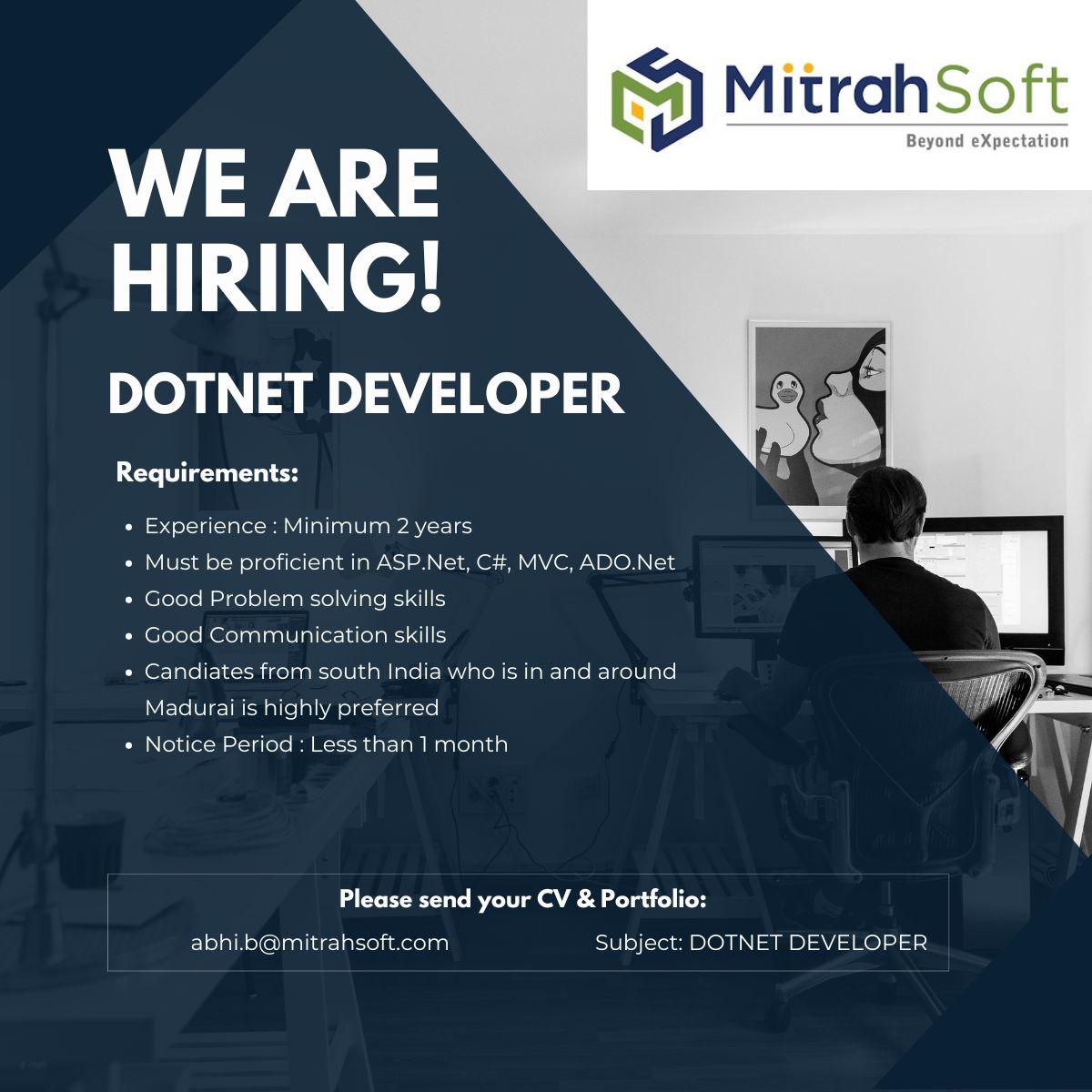 Sridhar Raj P on LinkedIn: 📢 Hiring Alert - DotNet Developer 📢 Sridhar Raj P on LinkedIn: 📢 Hiring Alert - DotNet Developer 📢