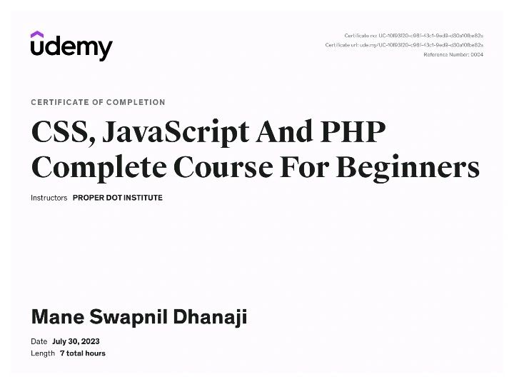 Swapnil Mane on LinkedIn: #css #javascript #php #udemy #certification # ... Swapnil Mane on LinkedIn: #css #javascript #php #udemy #certification # ...