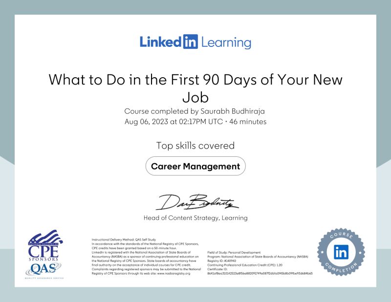 Saurabh Budhiraja on LinkedIn: Certificate of Completion Saurabh Budhiraja on LinkedIn: Certificate of Completion