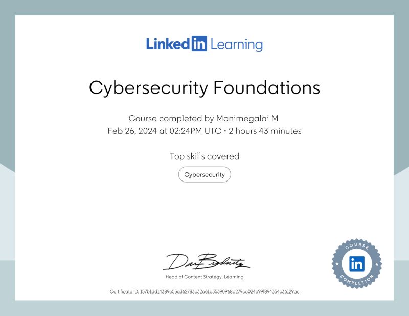 Manimegalai M on LinkedIn: Certificate of Completion Manimegalai M on LinkedIn: Certificate of Completion
