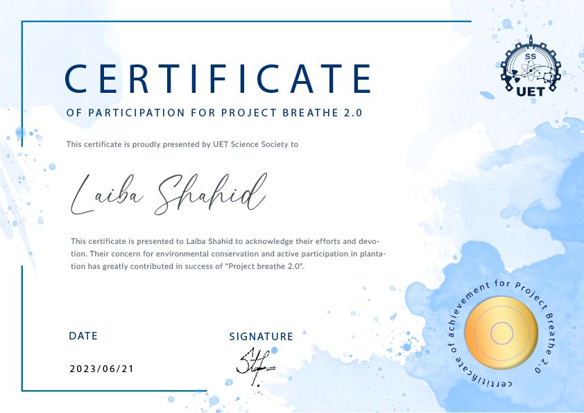 Laiba Shahid on LinkedIn: #projectbreathe #certificateofparticipation # ... Laiba Shahid on LinkedIn: #projectbreathe #certificateofparticipation # ...