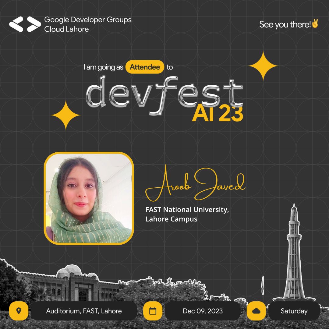 Aroob Javed on LinkedIn: #devfest2023 #techevent #techcommunity # ... Aroob Javed on LinkedIn: #devfest2023 #techevent #techcommunity # ...
