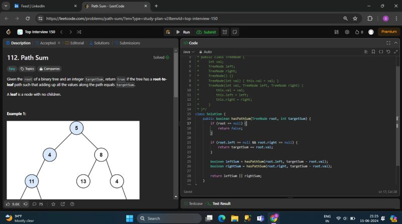 Day 52 of LeetCode challenge: Path Sum | Gajendra Gour posted on the ... Day 52 of LeetCode challenge: Path Sum | Gajendra Gour posted on the ...