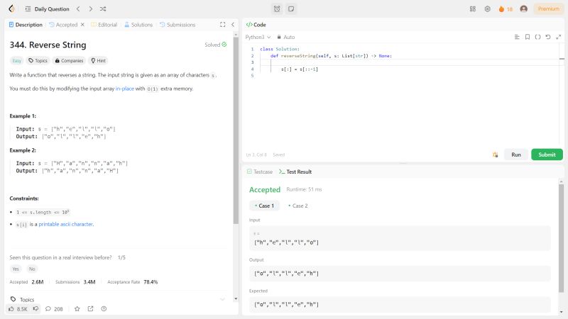 Completed 'Reverse String' problem on LeetCode | AMGOTHU SAI MANOHAR ... Completed 'Reverse String' problem on LeetCode | AMGOTHU SAI MANOHAR ...