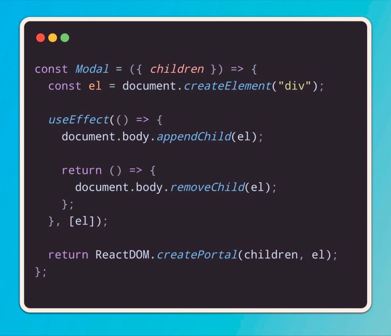 Minahil Akhtar on LinkedIn: React tip ⚛️ 🔥 React portals allow us to ... Minahil Akhtar on LinkedIn: React tip ⚛️ 🔥 React portals allow us to ...