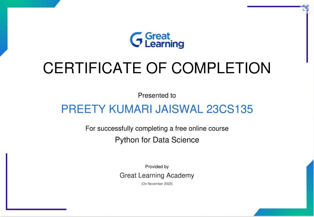 Preety Jaiswal on LinkedIn: #datascience #python #learningjourney # ... Preety Jaiswal on LinkedIn: #datascience #python #learningjourney # ...