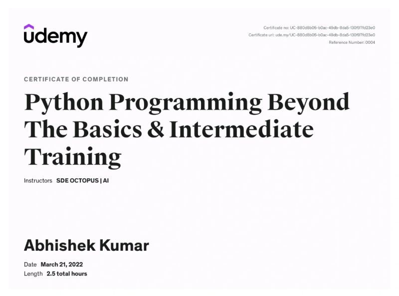 🎓 Completed Python Programming Beyond The Basics & Intermediate ... 🎓 Completed Python Programming Beyond The Basics & Intermediate ...
