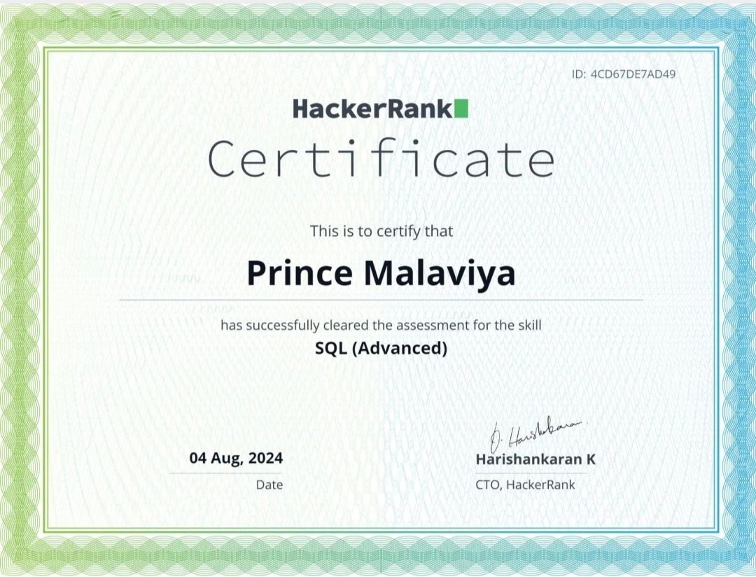 Prince Malaviya on LinkedIn: #sql #advancedsql #hackerrank #datascience ... Prince Malaviya on LinkedIn: #sql #advancedsql #hackerrank #datascience ...
