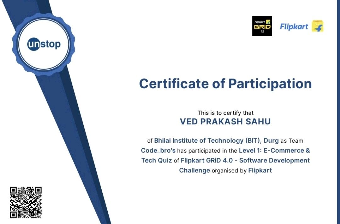VedPrakash Sahu on LinkedIn: #unstop #flipkart VedPrakash Sahu on LinkedIn: #unstop #flipkart