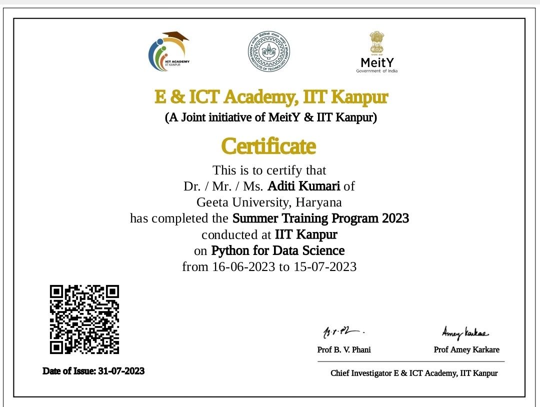 Aditi Byahut on LinkedIn: #iitkanpur #python #summertraining # ... Aditi Byahut on LinkedIn: #iitkanpur #python #summertraining # ...