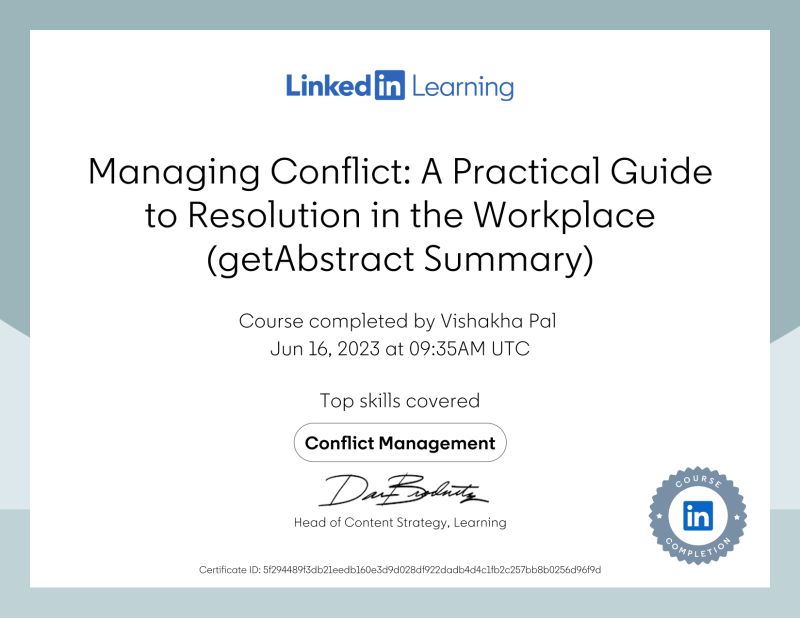 Vishakha Pal on LinkedIn: Certificate of Completion Vishakha Pal on LinkedIn: Certificate of Completion