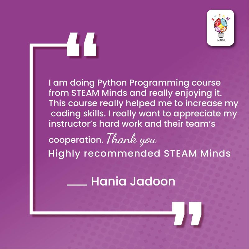 STEAM MINDS on LinkedIn: #pythonprogramming #coding #feedback # ... STEAM MINDS on LinkedIn: #pythonprogramming #coding #feedback # ...