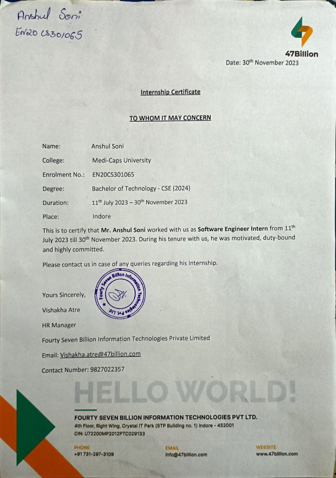 Anshul Soni on LinkedIn: #internshipcompletion | 36 comments Anshul Soni on LinkedIn: #internshipcompletion | 36 comments