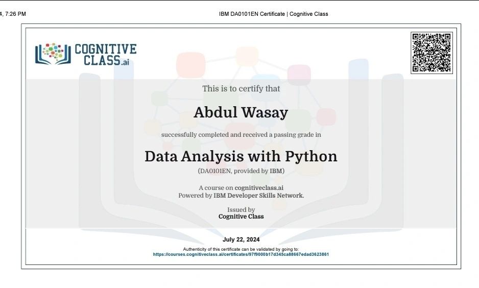 Abdul Wasay on LinkedIn: #dataanalysis #python #ibm #cognitiveclass # ... Abdul Wasay on LinkedIn: #dataanalysis #python #ibm #cognitiveclass # ...