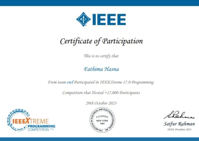 Fathima Hasna on LinkedIn: #ieee #ieeextreme #coding #codingchallenge # ... Fathima Hasna on LinkedIn: #ieee #ieeextreme #coding #codingchallenge # ...
