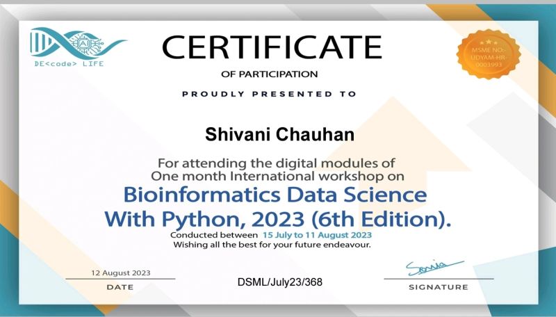 Shivani Chauhan on LinkedIn: #decodelife #python #bioinformatics Shivani Chauhan on LinkedIn: #decodelife #python #bioinformatics
