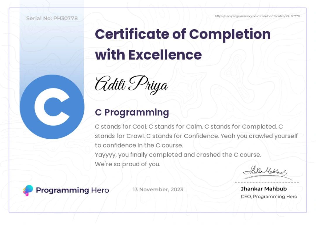 Aditi Priya on LinkedIn: #programminghero #programming #coding Aditi Priya on LinkedIn: #programminghero #programming #coding