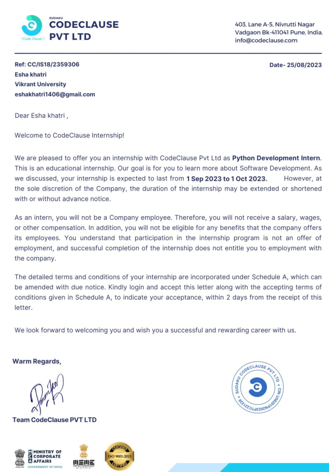 Esha Khatri on LinkedIn: #codeclause #internship #intern # ... Esha Khatri on LinkedIn: #codeclause #internship #intern # ...
