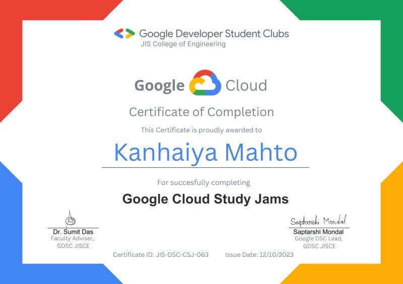 Kanhaiya Mahto on LinkedIn: #gdscjisce #googlecloudskillboost Kanhaiya Mahto on LinkedIn: #gdscjisce #googlecloudskillboost
