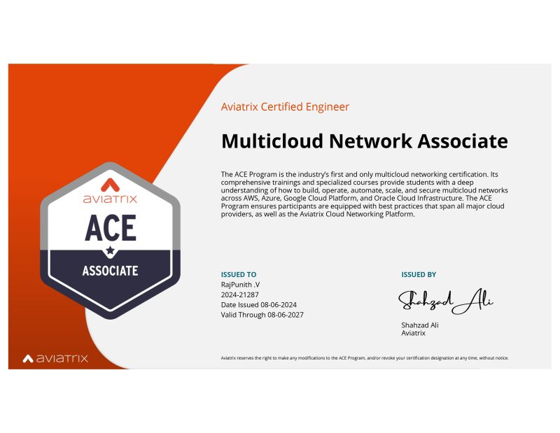 RajPunith .V on LinkedIn: #aviatrixace #cloudnetworking #multicloud RajPunith .V on LinkedIn: #aviatrixace #cloudnetworking #multicloud