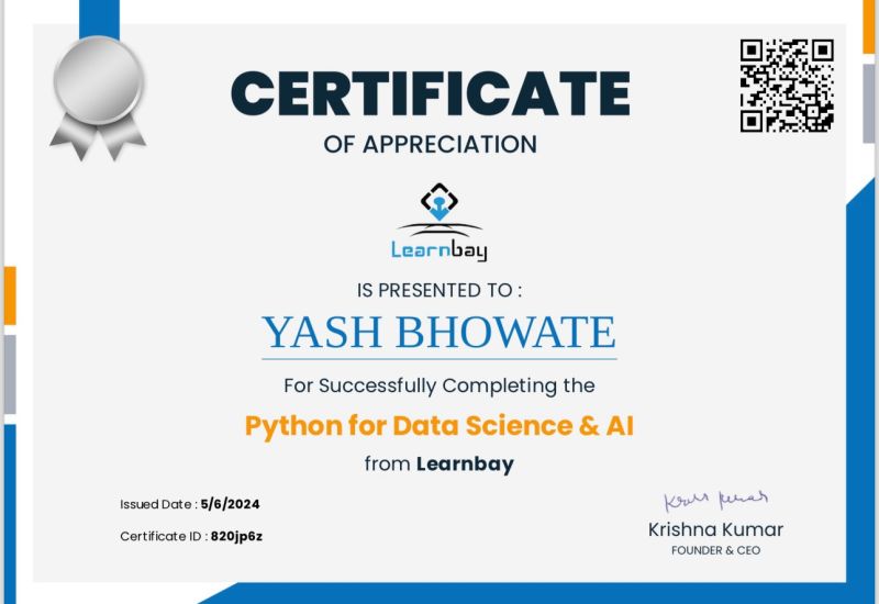 Yash Bhowate on LinkedIn: #learnbay #pythonprogramming #pythondeveloper ... Yash Bhowate on LinkedIn: #learnbay #pythonprogramming #pythondeveloper ...