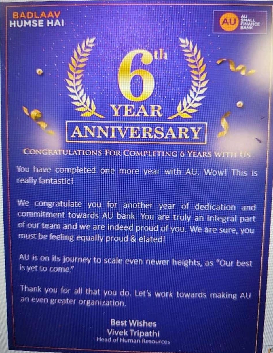 Sushil Gour on LinkedIn: Successfully 6 year complete with AU Parivar... Sushil Gour on LinkedIn: Successfully 6 year complete with AU Parivar...