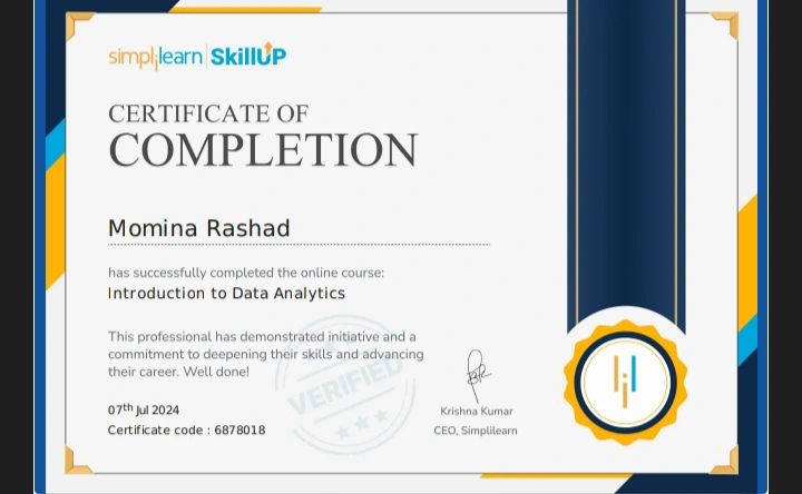Momina Rashad on LinkedIn: #dataanalytics #certification #simplilearn # ... Momina Rashad on LinkedIn: #dataanalytics #certification #simplilearn # ...